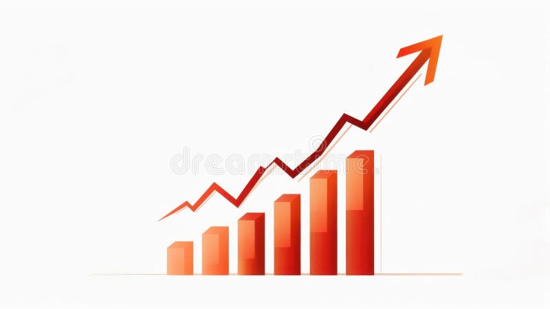 3D Bar Graph with Five Vertical Bars Increasing in Height from Left To ...