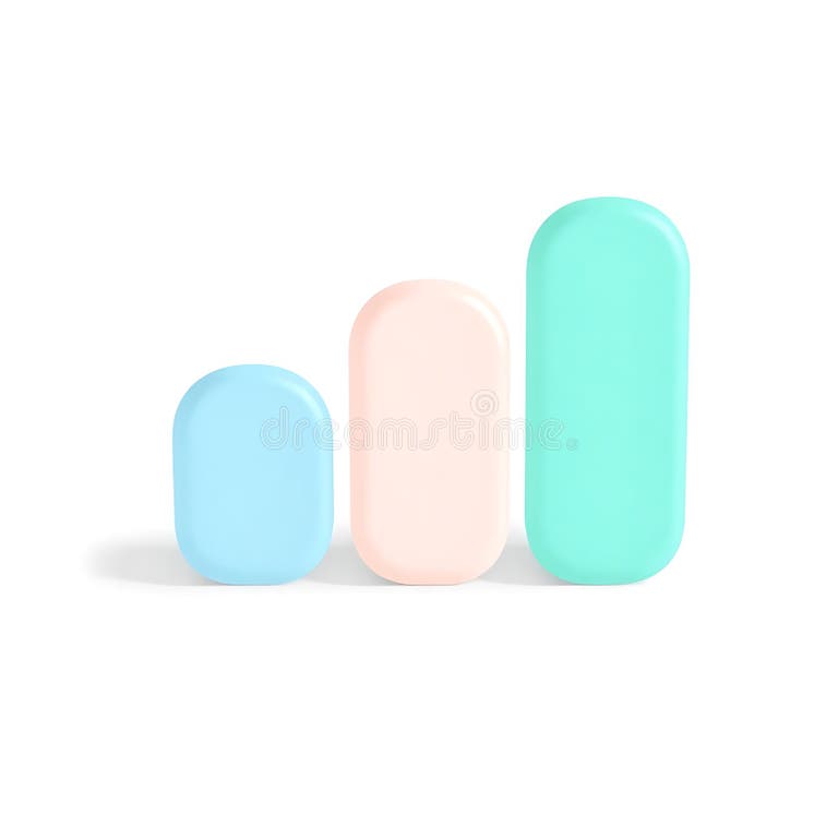 3D Bar Graph Icon with Three Smooth Ascending Bars Stock Image - Image ...