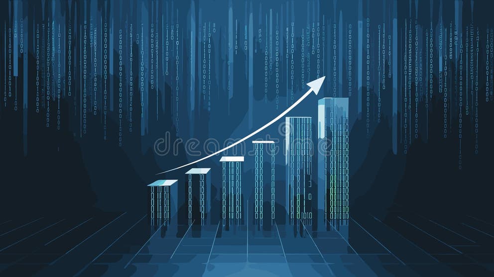 A 3D Bar Graph Representing Sales Figures, Set Against a Futuristic ...
