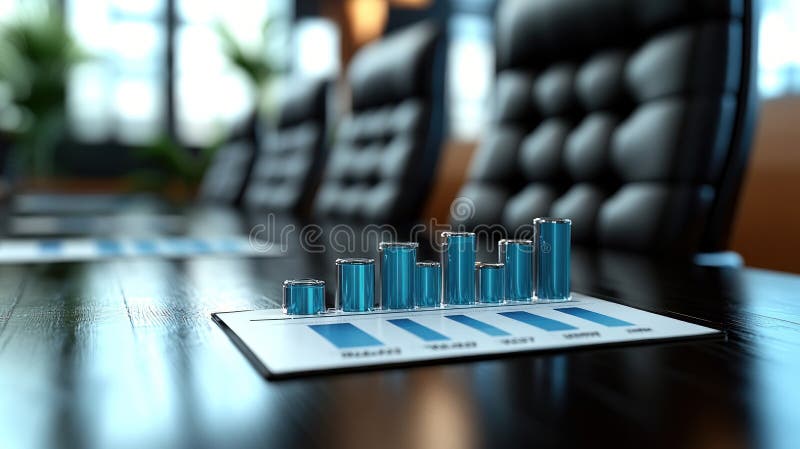 A 3D Bar Graph Showing Growth on a Conference Table. Generative AI ...