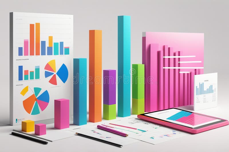 3D Bar Graph Table and Report Paper Stock Illustration - Illustration ...