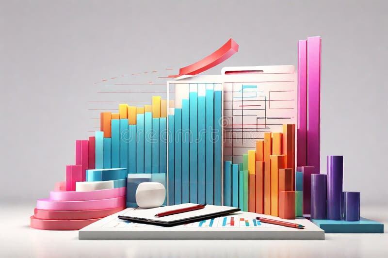 3D Bar Graph Table and Report Paper Stock Illustration - Illustration ...