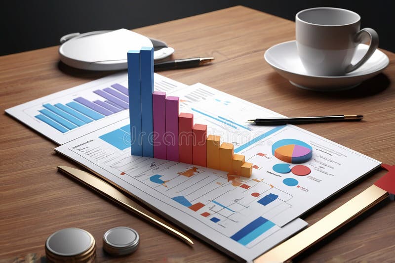 3D Bar Graph Table and Report Paper Stock Illustration - Illustration ...