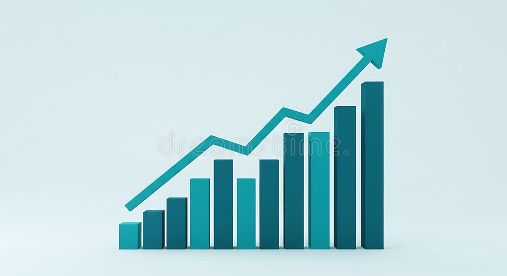A 3D Bar Graph with Teal Rectangular Bars of Varying Heights Arranged ...