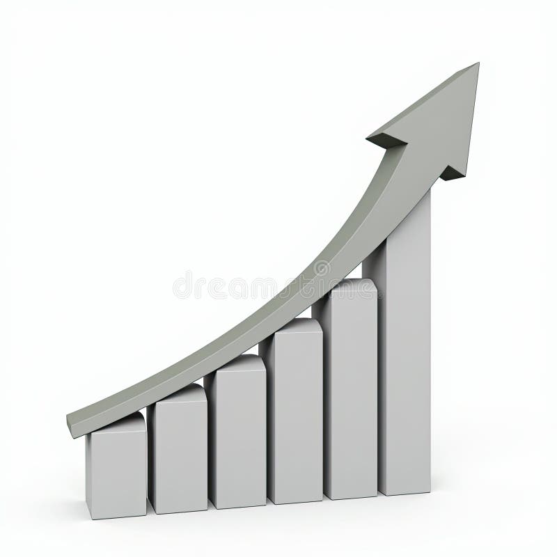 A 3D Bar Graph with an Upward Arrow Indicating Growth and Progress ...