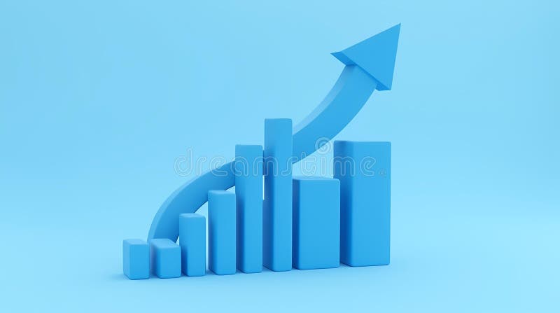 3D Bar Graph with Upward Arrow in Monochromatic Blue Scheme Stock ...