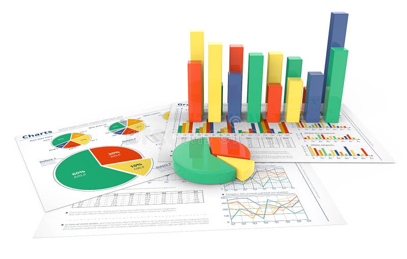3D bar and pie charts stock illustration. Illustration of chart - 72809264