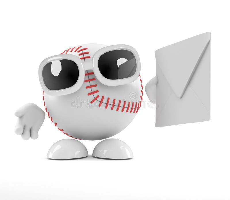 3d Baseball gets mail stock illustration. Illustration of white - 44347532
