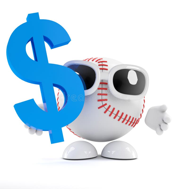 3d Baseball Holds US Dollar Currency Symbol Stock Illustration ...