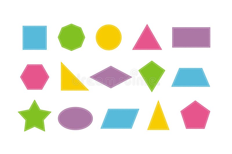 2d Basic Geometric Shapes Illustration, Stitch Style Background ...