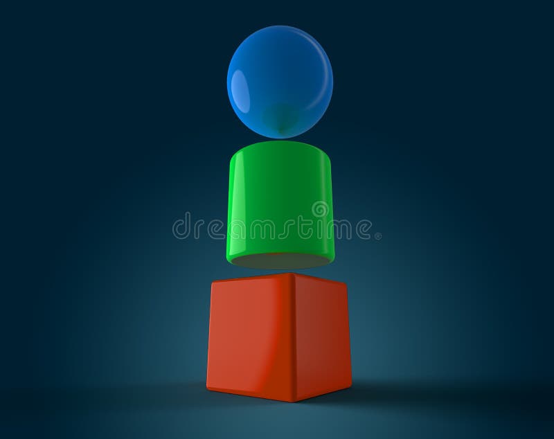 3D Basic Shapes in Basic Colors Stock Illustration - Illustration of ...