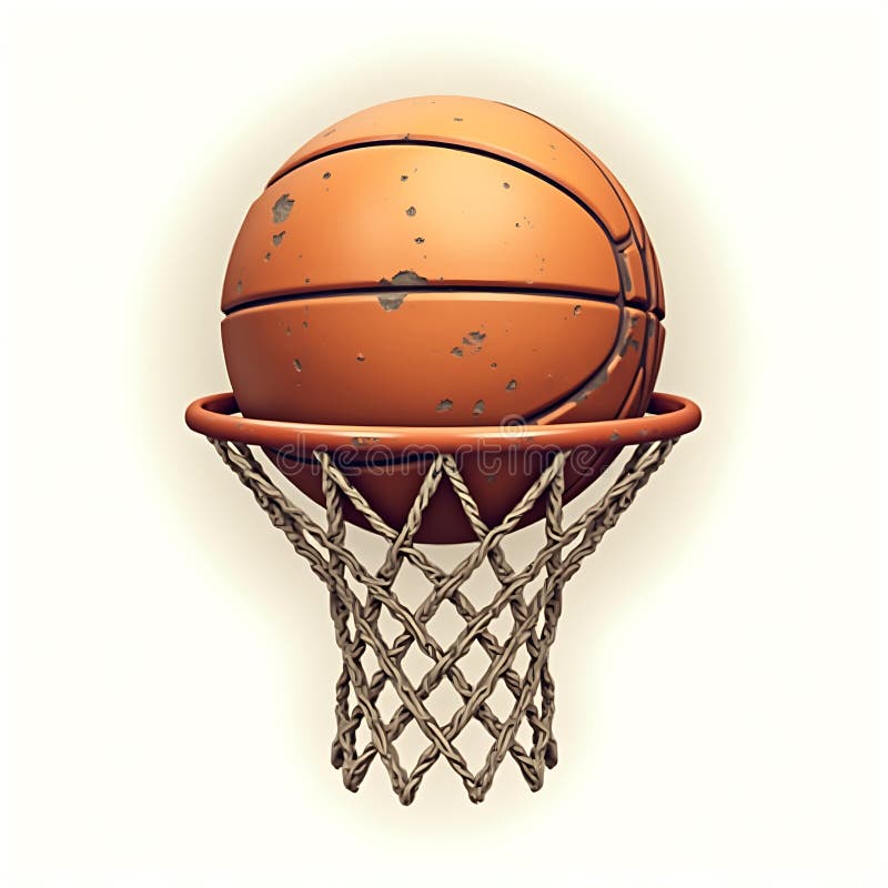3D Basketball with Net and Hoop Setup Stock Illustration - Illustration ...