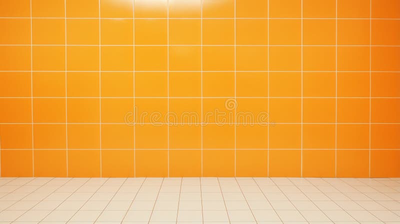Minimalist Orange and White Tiled Bathroom Wall Stock Photo Stock Illustration - Illustration of ...