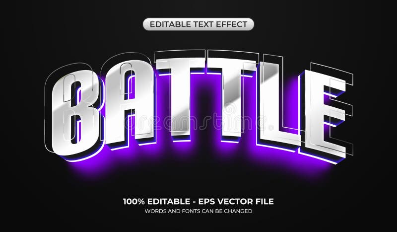 3D Battle Text Effect. Editable Metallic Steel with Glowing Neon ...