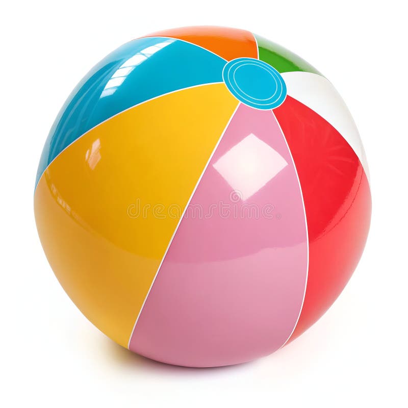 3D Beach Ball Render Isolated on White Background Stock Illustration ...