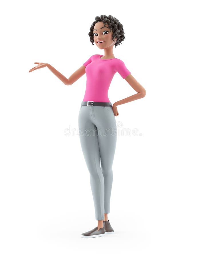 3d Beautiful Woman Presenting Pose Stock Illustration - Illustration of ...