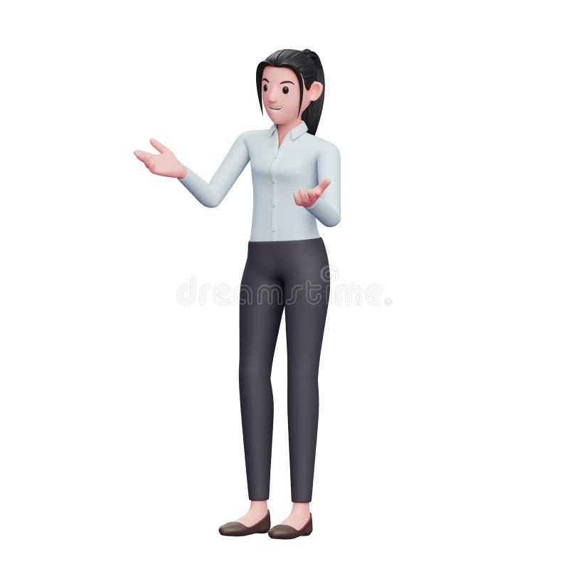 3d Beautiful Woman Talking Pose Stock Illustration - Illustration of ...