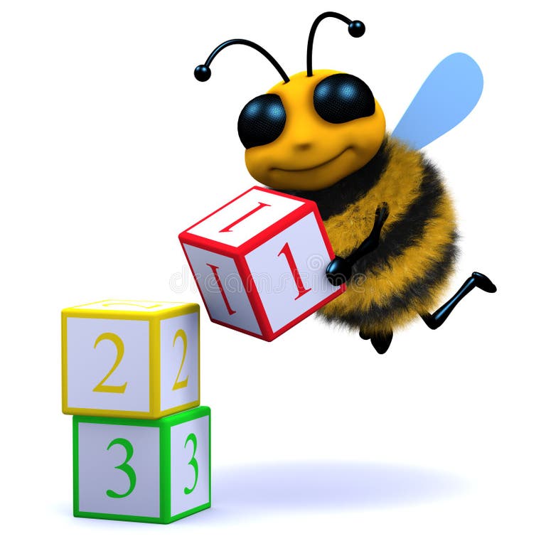 3d Bee counts blocks stock illustration. Illustration of animal - 40528042