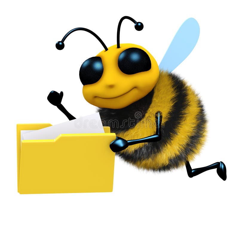 3d Bee with Folder of Files Stock Illustration - Illustration of ...