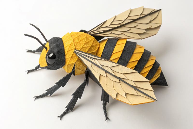 3d Bee Insect with Origami Effect - Generated by Ai Stock Illustration ...