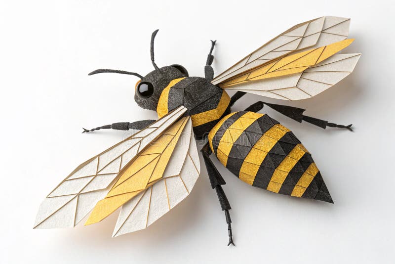3d Bee Insect with Origami Effect - Generated by Ai Stock Illustration ...