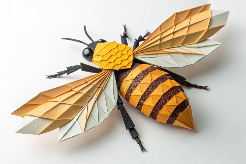 3d Bee Insect with Origami Effect - Generated by Ai Stock Illustration ...