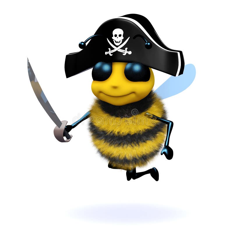 3d Bee pirate stock illustration. Illustration of flying - 38773238