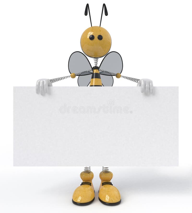 3d bee with a sign stock illustration. Illustration of nature - 43486757
