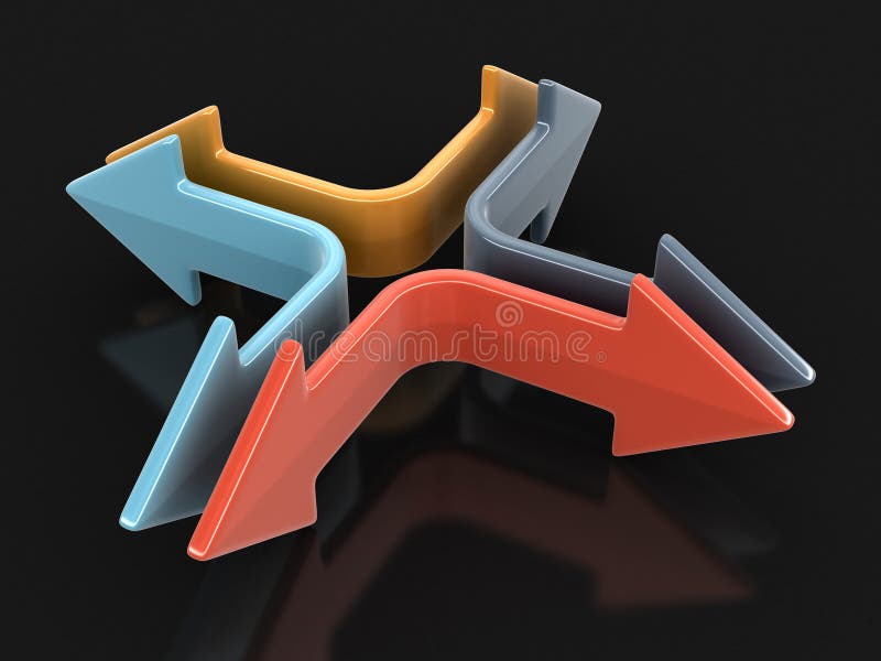 3d Beeld Van Pijlen in Verschillende Richtingen Stock Illustratie ...