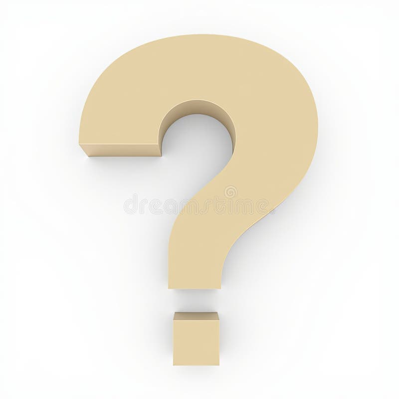 3D Beige Question Mark Symbol Isolated on a White Background, Casting a ...