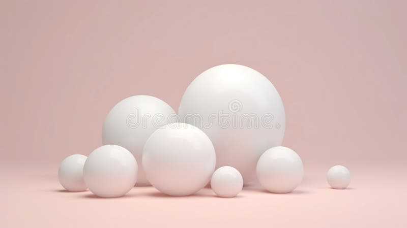 3D Beige Spheres of Different Sizes and Transparency. Pastel Colour ...