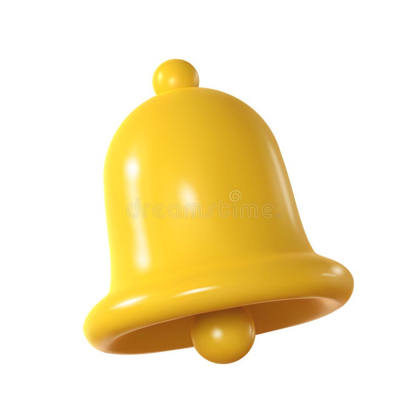 3d Bell Icon Isolated on White Background. Realistic Render Yellow ...