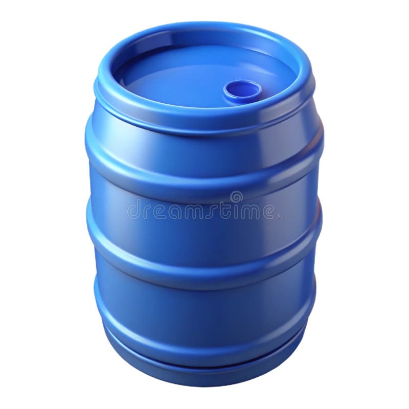 3D Big Blue Plastic Barrel on White Background Stock Illustration ...