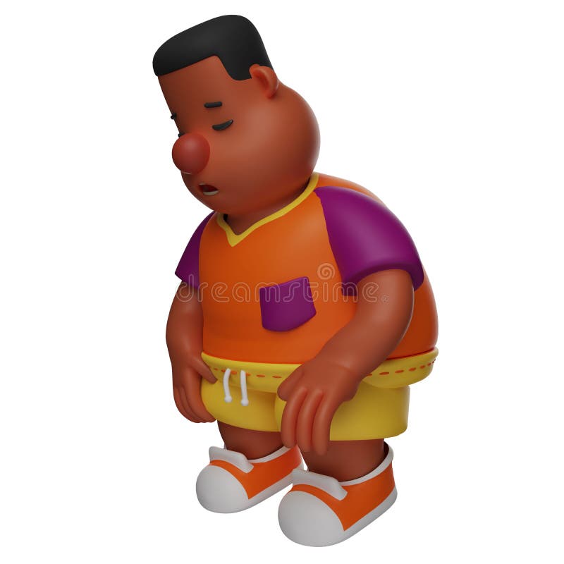 3D Big Boy Cartoon Illustration on Sleepy Poses Stock Illustration ...