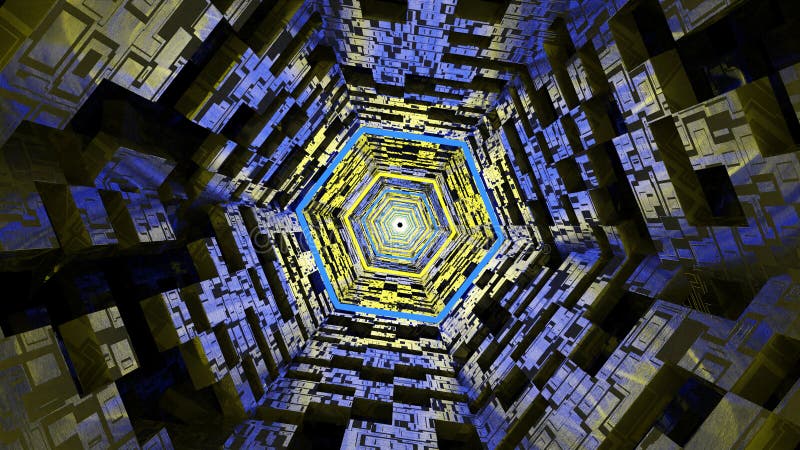 3D Big Data Digital Background Square with Futuristic Matrix. 3D ...