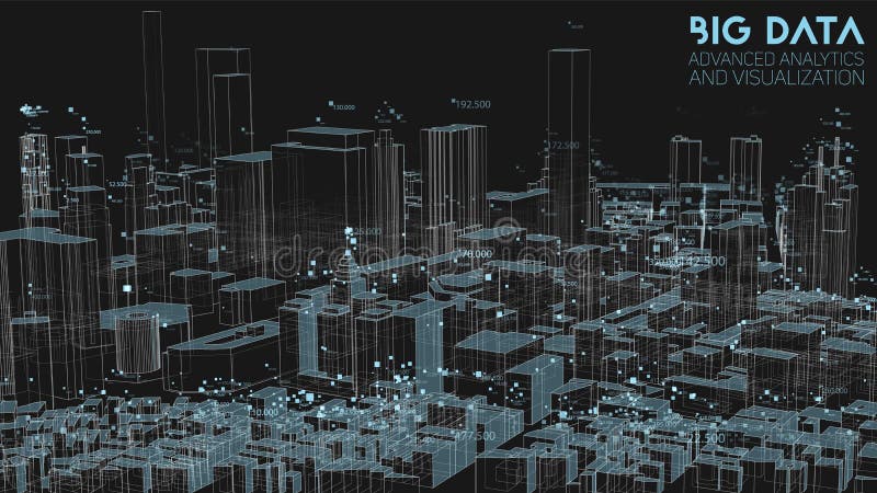 Abstract Analysis Grid Algorithm Data On Blue Background Big Data 3d Grid Data Chart Algorithm