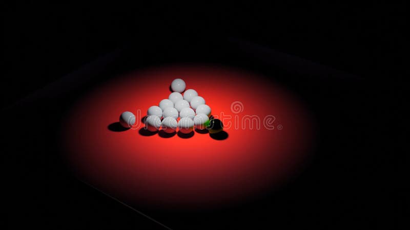 3D Billiard Animation. Design. Selective Light Over Triangle of Balls ...