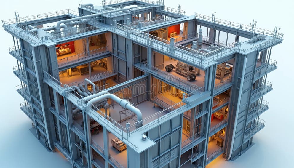 3D BIM Model Internal Engineering Infrastructure. Building Blueprint ...