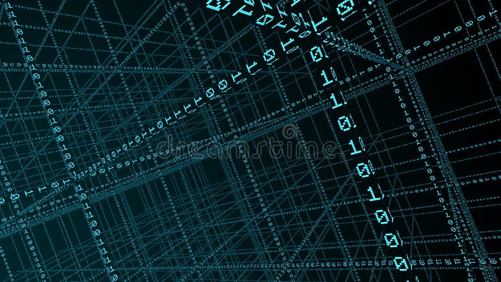 3D Binary Code Forming a Network Stock Illustration - Illustration of ...