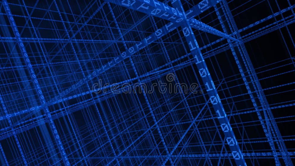 3D Binary Code Forming a Network Stock Illustration - Illustration of ...