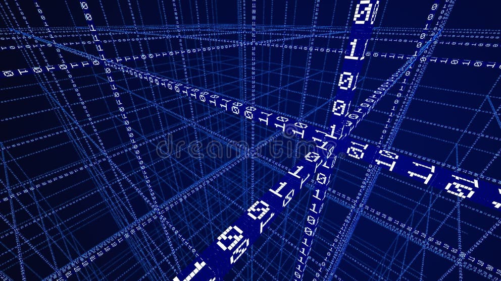3D Binary Code Forming a Network Stock Illustration - Illustration of ...