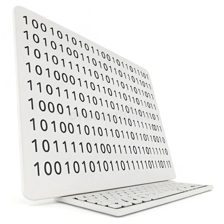 3D Binary Code Isolated on White Background Stock Illustration ...