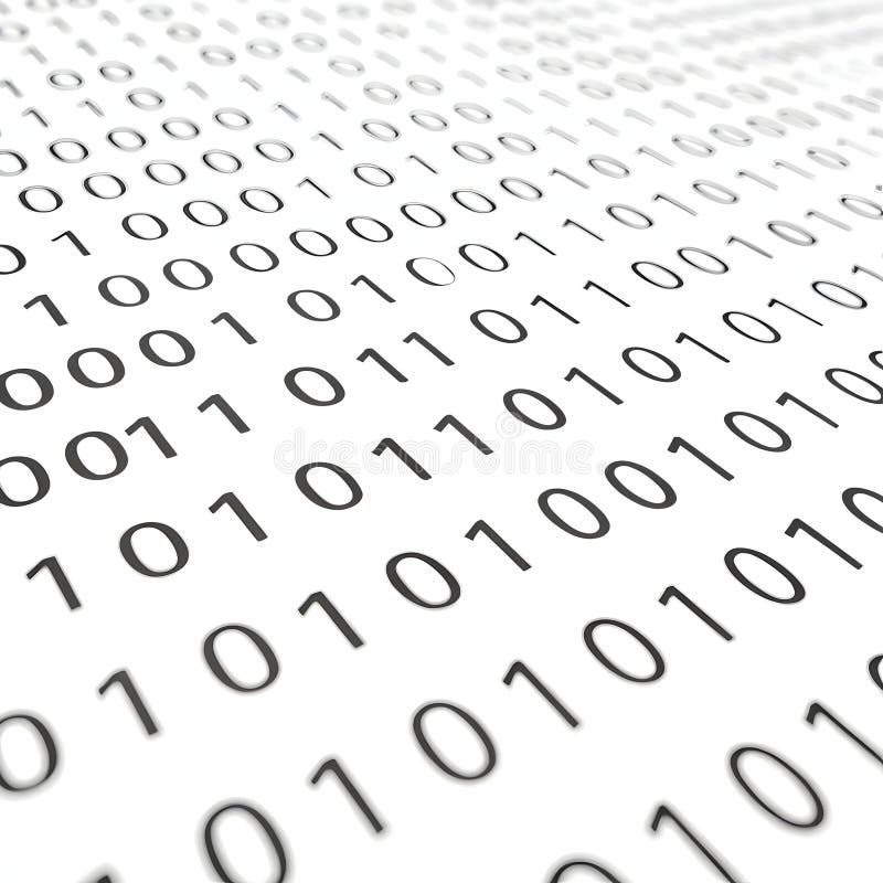 3D Binary Code Isolated on White Background Stock Illustration - Illustration of networking ...