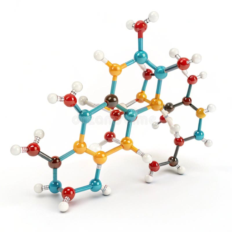 3D Biochemistry Molecular on White Background Stock Illustration ...
