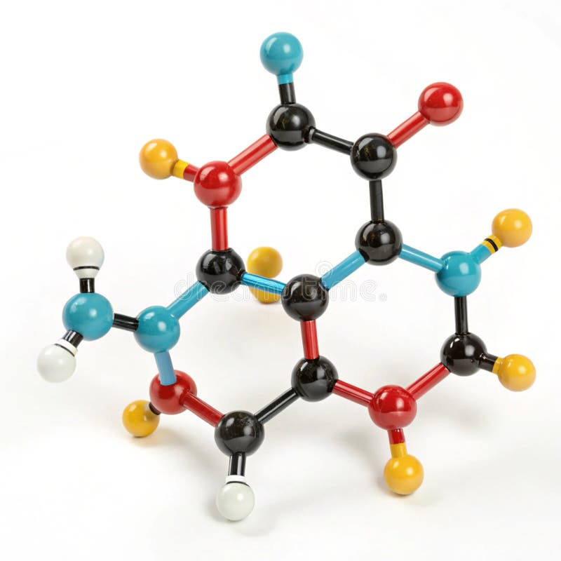 3D Biochemistry Molecular Structure on White Background Stock ...