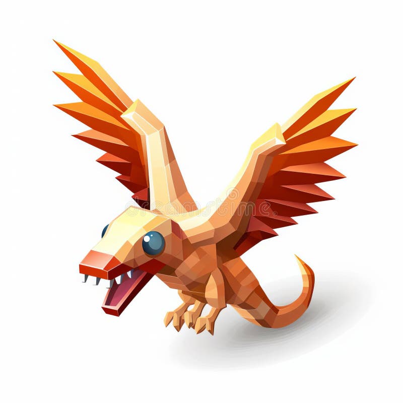 3d 8 Bit Pixel Cartoon of Pterodactyl on White Background Stock ...
