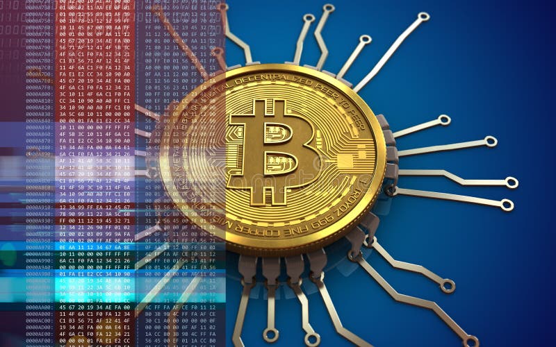 3d bitcoin chip schema stock illustration. Illustration of coductor ...
