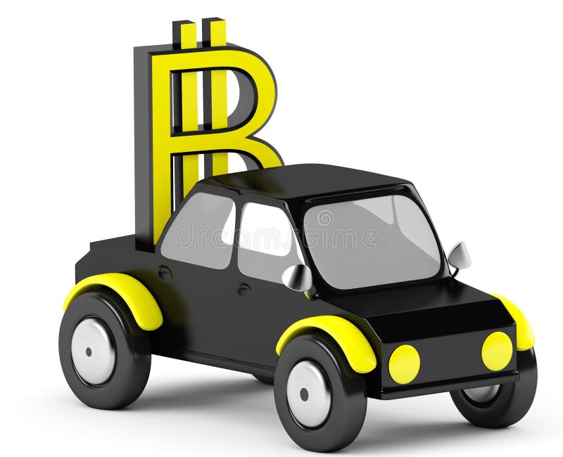 3D Bitcoin Sign in a Black Car Stock Illustration - Illustration of ...