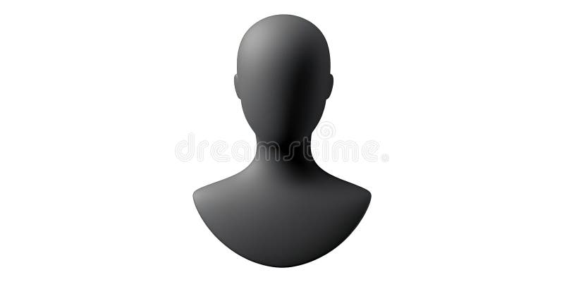 3D Black Bust Illustration Isolated on Transparent Background Stock ...