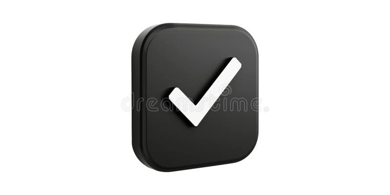 3D Black Checkmark Icon. Symbol of Approval and Confirmation in Digital ...